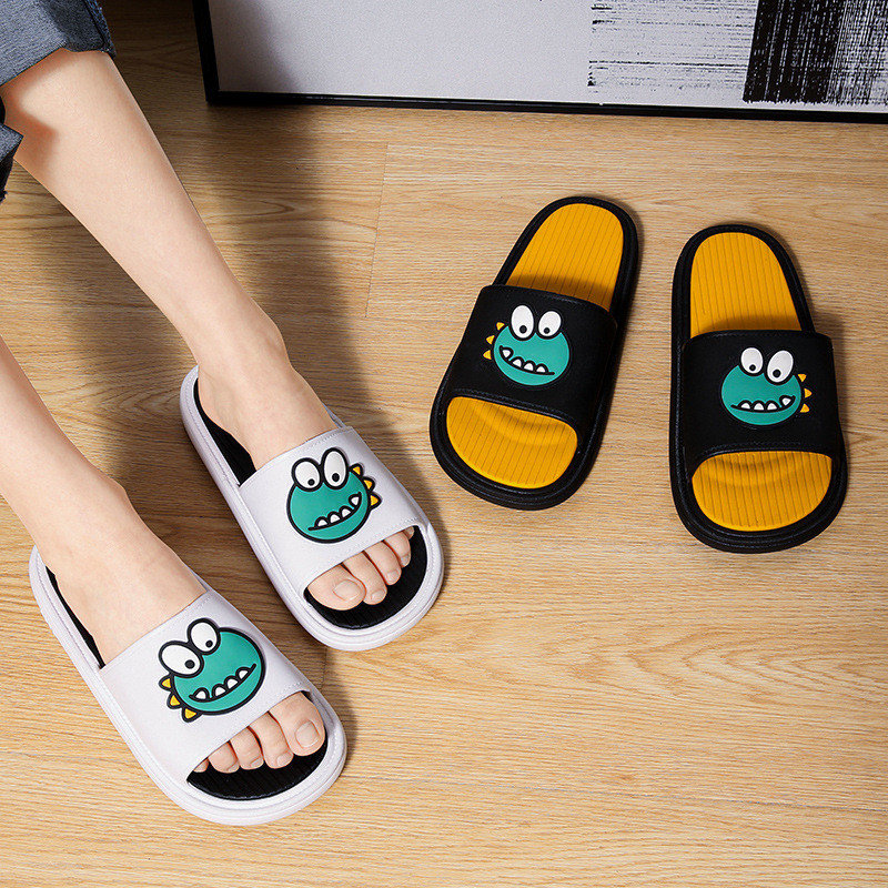 Sandals women summer home bathroom casual shoes couple cute cartoon upper bath non-slip slippers for men