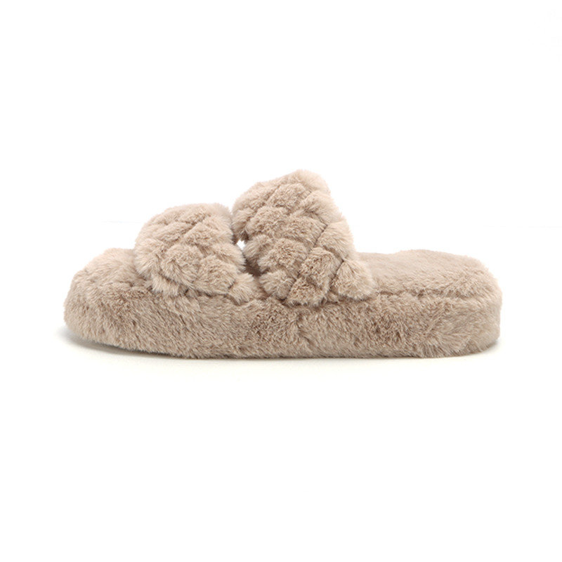 2021 house shoes women fluffy Faux Fur Slipper fashion solid color Furry Ladies Plush flat sole Open Toe slipper