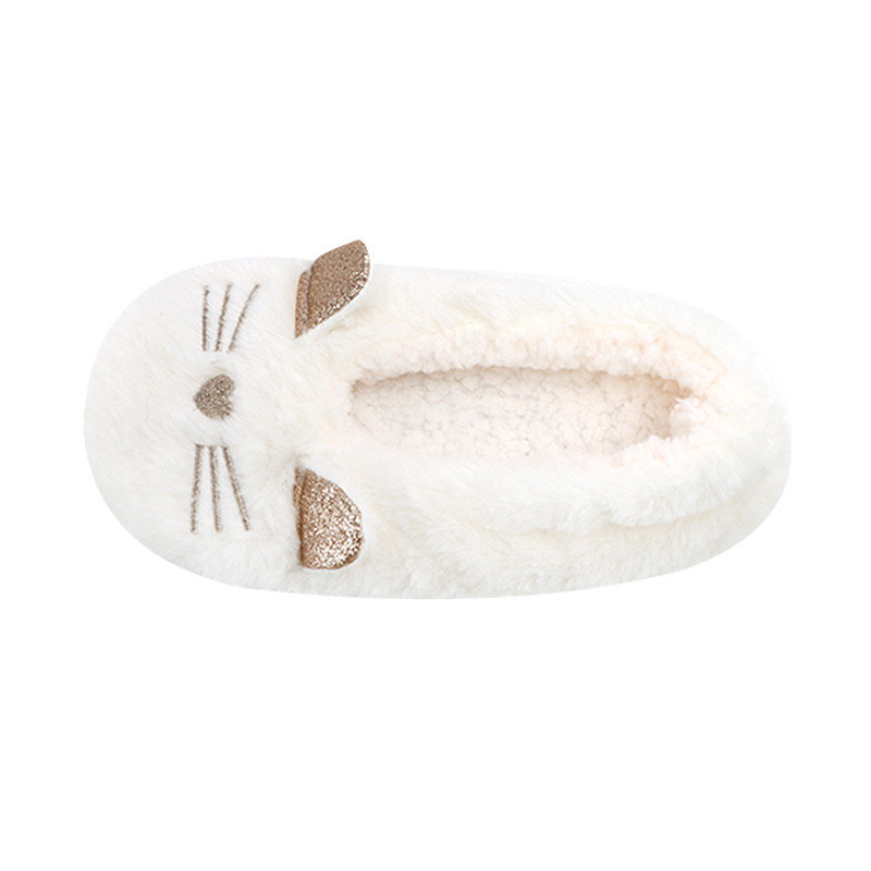 2021 Cute 3D Cat Warm Fuzzy Slippers Women Kawaii white Fluffy home Slippers ladies Rabbit hair house Shoes