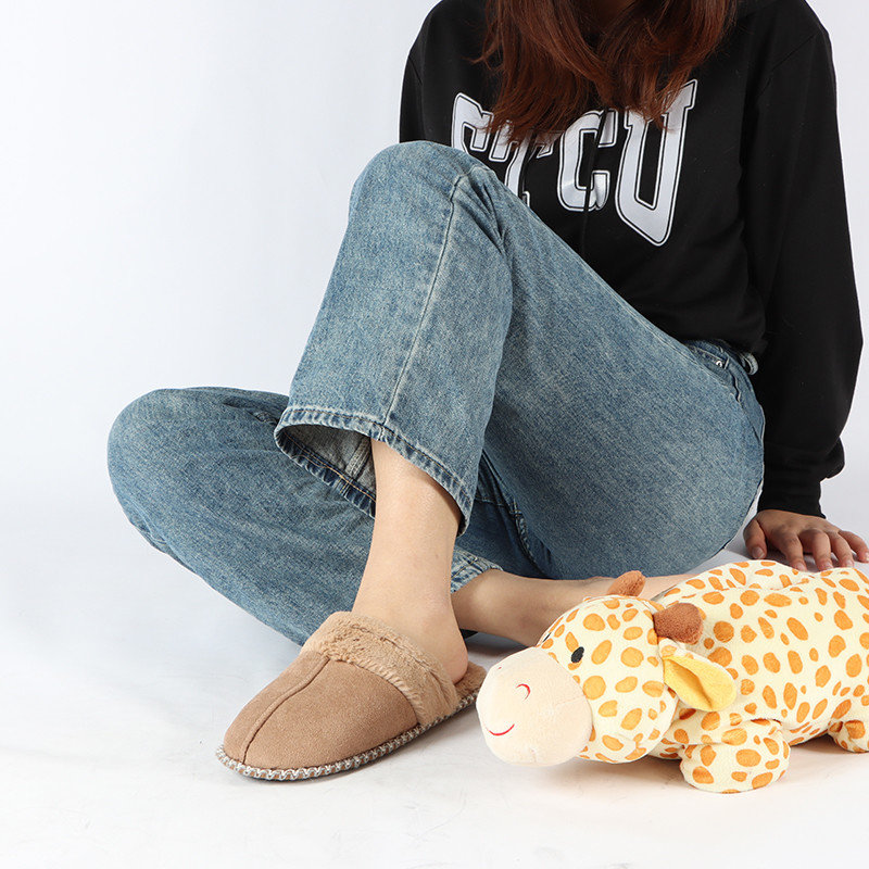 winter Warm Plush House Indoor Outdoor slippers Memory Foam Fluffy Rabbit hair Women's Slippers With TPR Sole