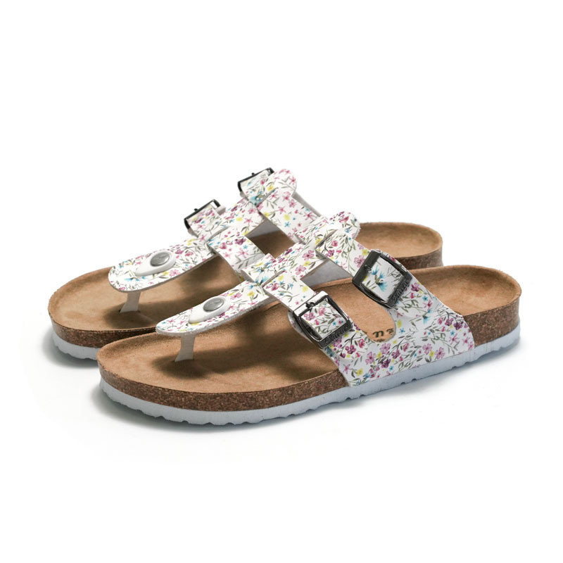Fashion Broken Flowers Ladies Cork Summer Sandals  Beach Casual Shoes Non Slip