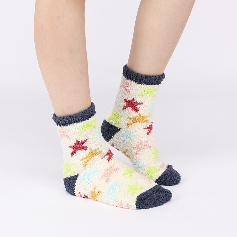 new  Custom cheap Colorful girl's Cartoon Pattern Stars slipper socks Women soft Candy Color Ankle Socks
