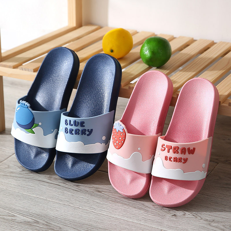 Hot sale New women slippers summer home shoes bath non-slip cute cartoon couple fruit indoor summer flat sandals