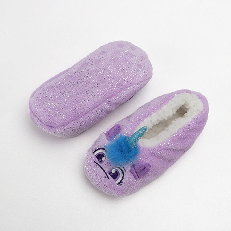 wholesale New products hot style unicorn indoor home slippers purple cartoon unicorn slippers Farley velvet slippers