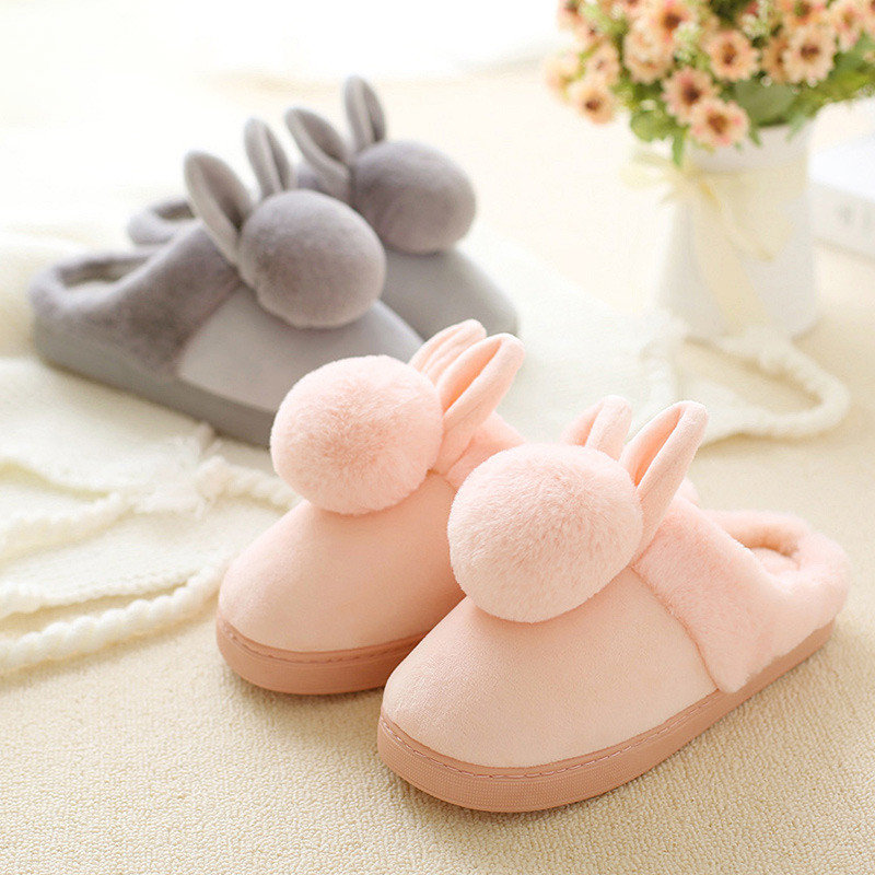 Hot sale New children cute slippers autumn winter cartoon plush ball warm girls home indoor shoes for kids