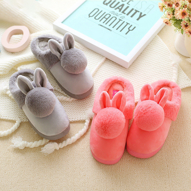 wholesale Ladies thick-soled breathable home slippers cartoon cute non-slip plush indoor shoes winter