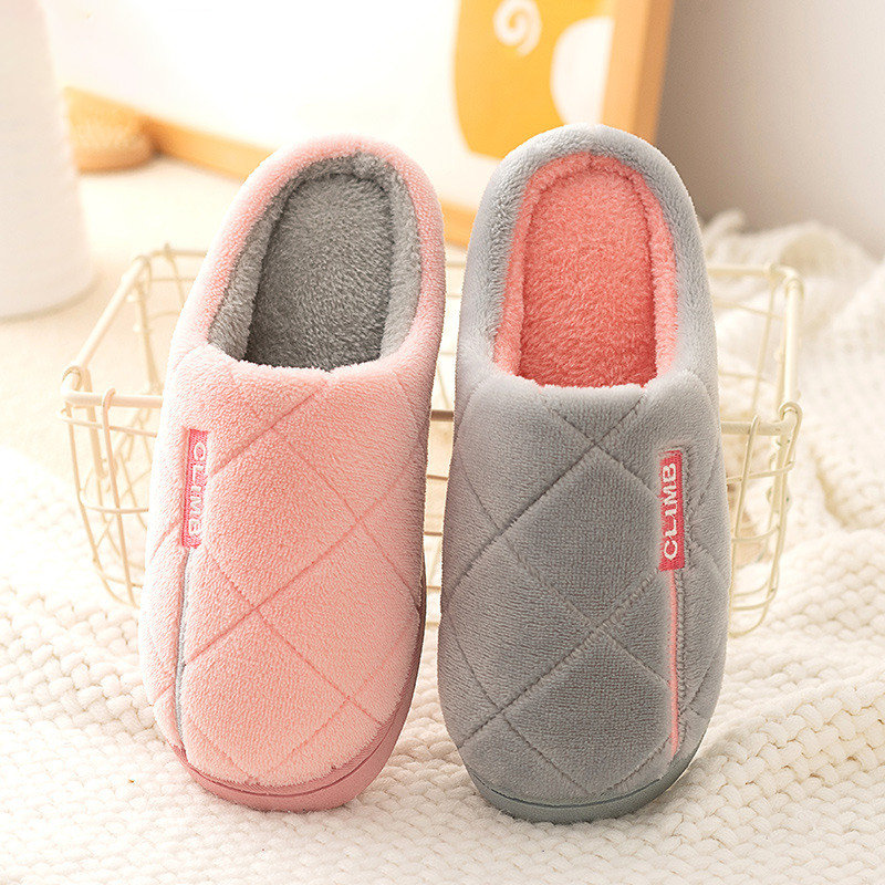 Hot selling warm home slippers women winter fashion soft fluffy non-slip couple bedroom shoes wholesale