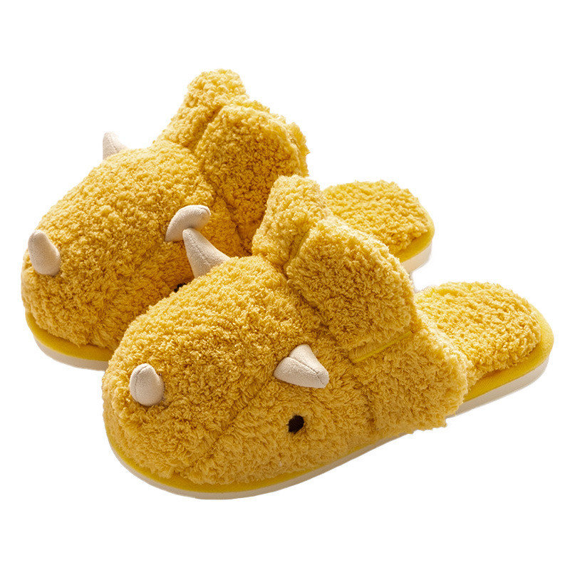 Cartoon Triceratops Slippers Winter Couple Style Indoor Plush Warm Soft Bottom Home Indoor women closed shoes