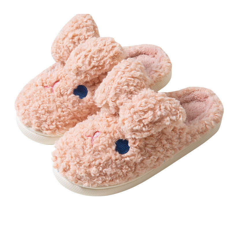 Fashion Trend Slippers Women 2021 Autumn Winter New Design Indoor Home Cartoon Cute Rabbit Plush Warm Anti-Slip