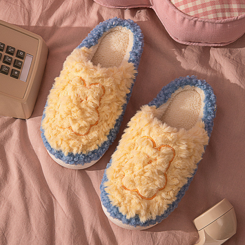 Women Slippers Indoor Home Soft Bottom Anti-Slip Autumn Winter Couple Style Cartoon Cute Plush Warm Men Warm