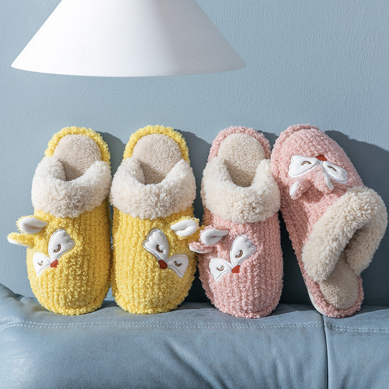 New Design Winter Slippers Women Thermal Anti-Slip Home Bedroom Cartoon Cute Thick Bottom Couple Style Plush Men
