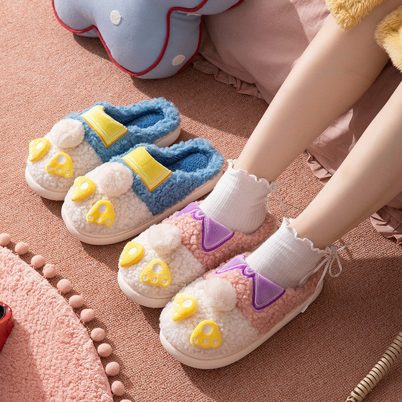 New design fashion ladies indoor home Slippers plus Plush cute cartoon Duck shape PVC soft sole Shoes Autumn Winter