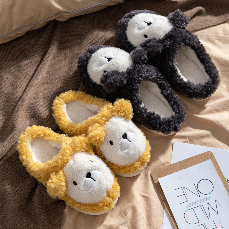 hot sales female Slippers Adult Winter Indoor Soft Bottom Household Antiskid Cartoon Lovely Couple Warm soft Plush Slippers