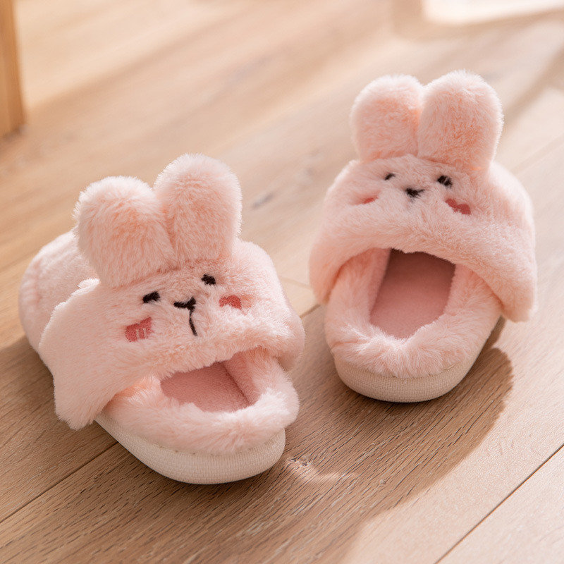 New Design Cartoon Cute Rabbit Home Slippers Women Winter Rabbit Hair Warm Anti-Slip Plush Comfort fluffy fur house Shoes