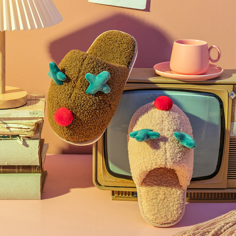 High quality women PVC material non-slip slippers soft sole delicate plush shoes autumn and winter