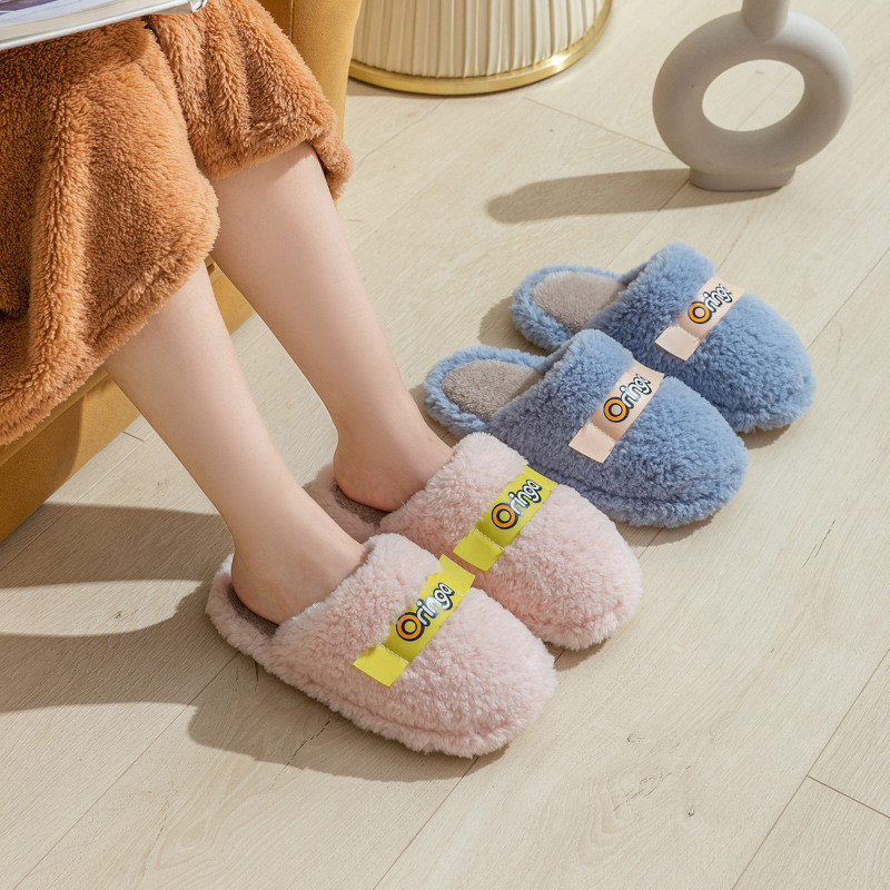 2021 New Fashion Winter Man And Woman Home Plush shoes Furry Faux Fur Slides Slippers ladies solid color slipper