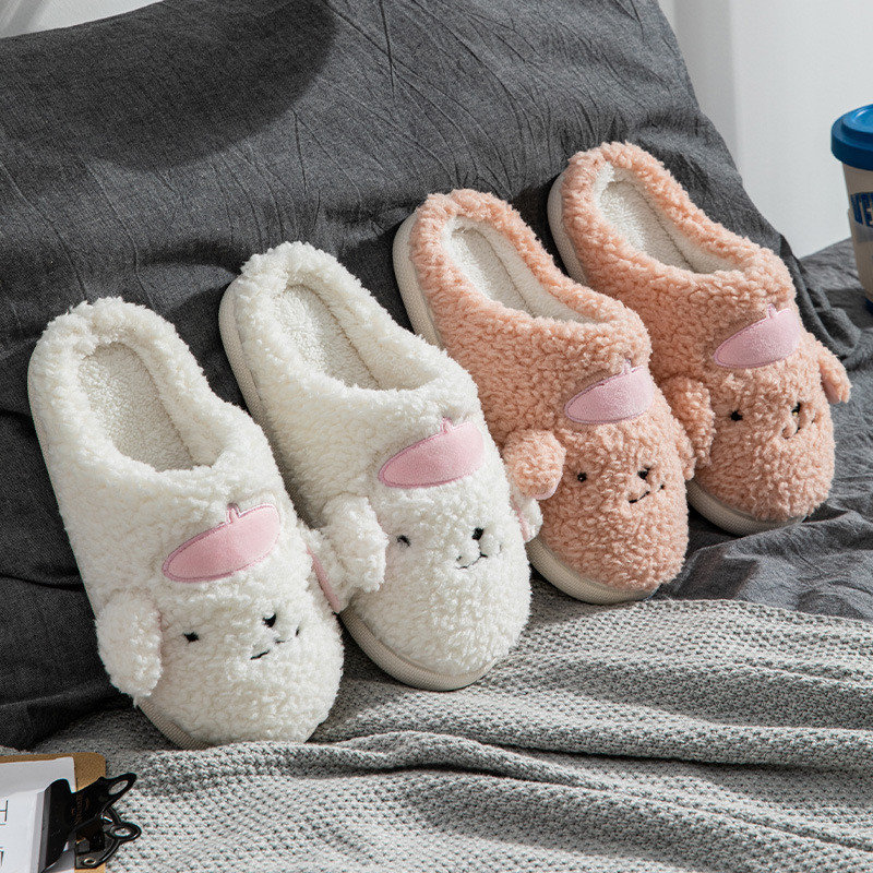 fluffy Fur Slippers New High Quality Cute Cartoon Animal Women Winter Warm Plush Slides House Shoes fashion dogs shoes