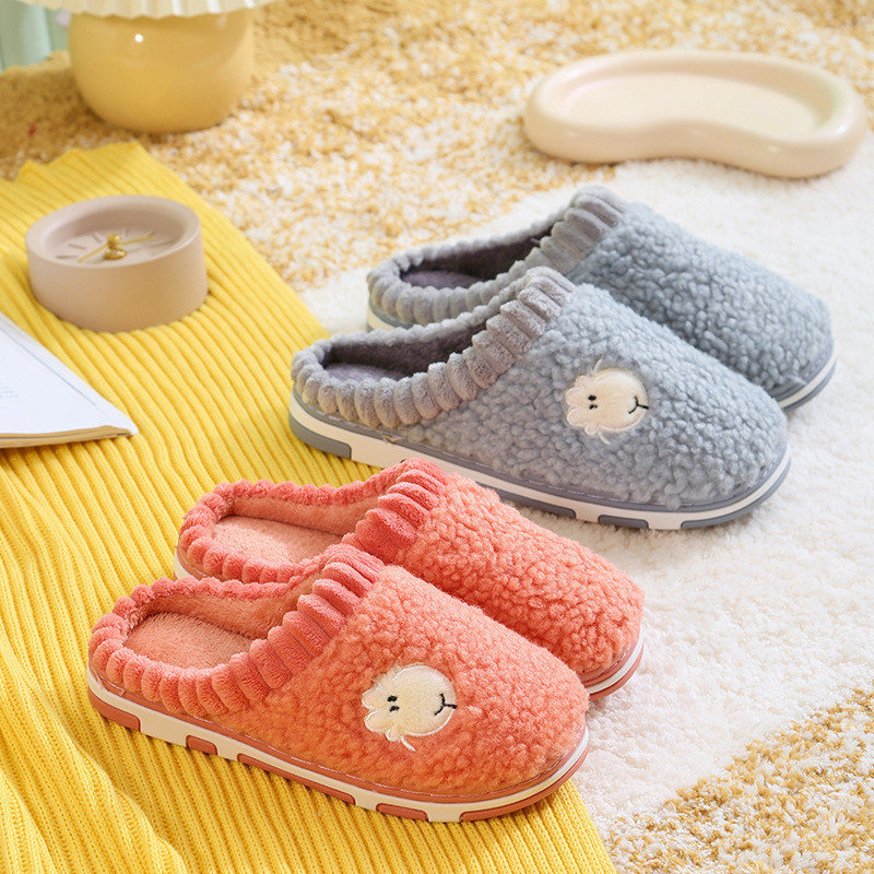 2021 New Design Cartoon Sheep slippers Couple Autumn Winter Warm Hard-Wearing Non-Slip Home Indoor Shoes