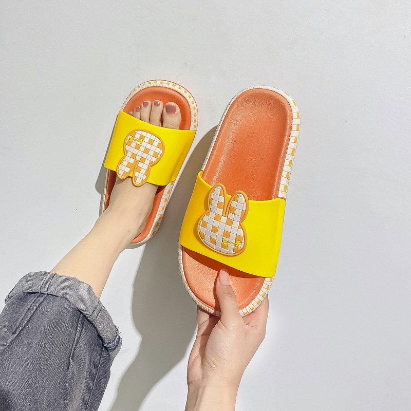 2021 summer couple's lovely rabbit slippers comfortable soft bottom non-slip house shoes lightweight casual shoes