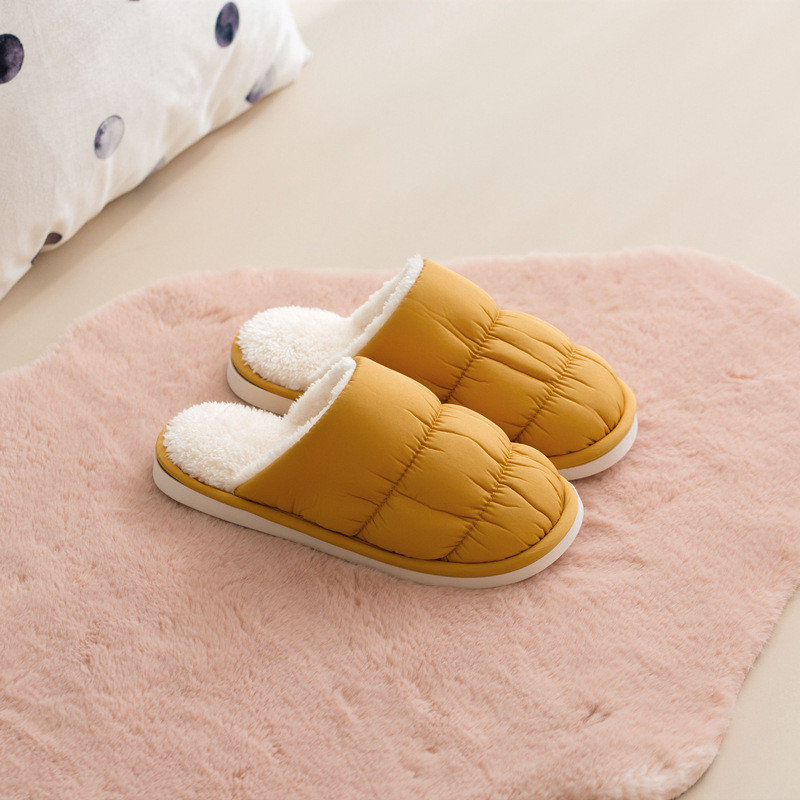 Unisex good Fabric solid color Indoor Plush House Cotton Women Winter home Slipper in stock lining shoes female fur slippers