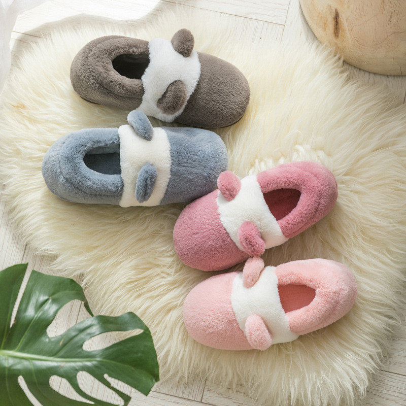 Wholesale new style winter imitation rabbit fur home bag heel slippers ladies thick-soled cute plush indoor house shoes