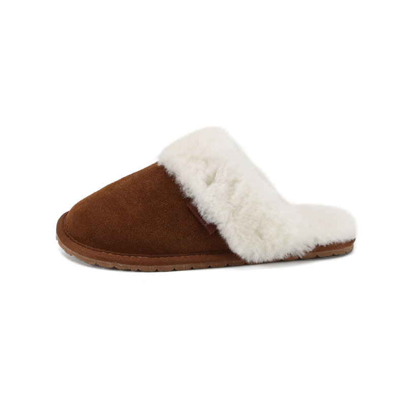 High quality real wool slippers fluffy fur house indoor winter slippers