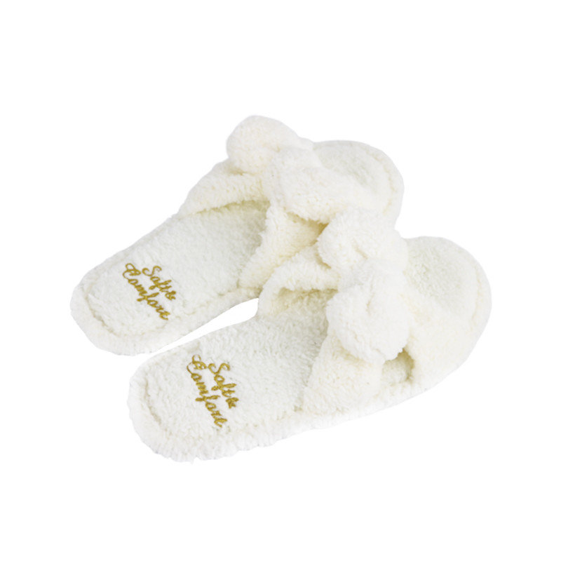women autumn winter  fluzze non-slip flat sole butterfly slippers  ladies Faux Fur  house shoes