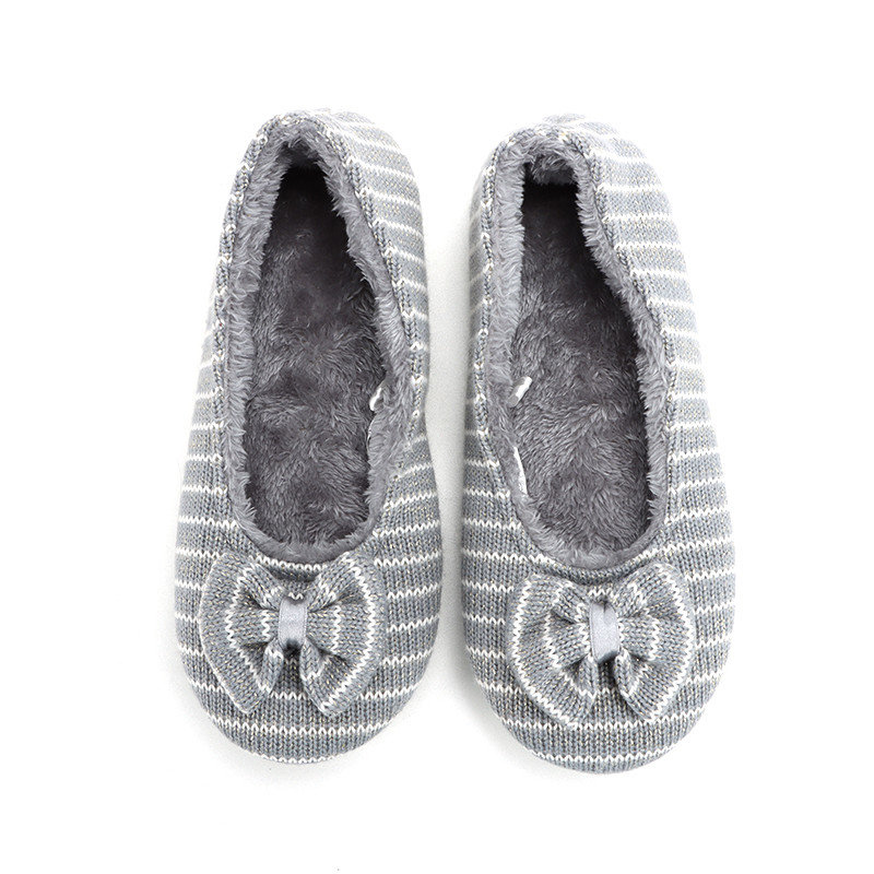 Custom women super soft warm plush slippers girls comfortable home slipper with bowknot