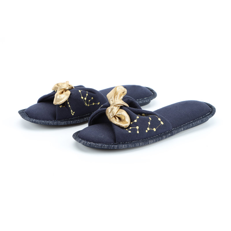 Indoor Gold Bowknot Sandal Flat Sole Slippers Custom  For Woman
