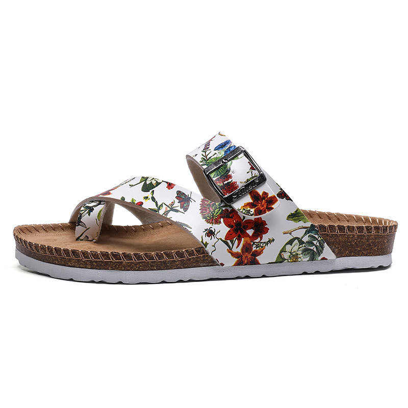 Comfortable faux suede Strap Ladies Flat Slipper Leather Cork tpr Sole Flip Flops Slippers home slippers outdoor