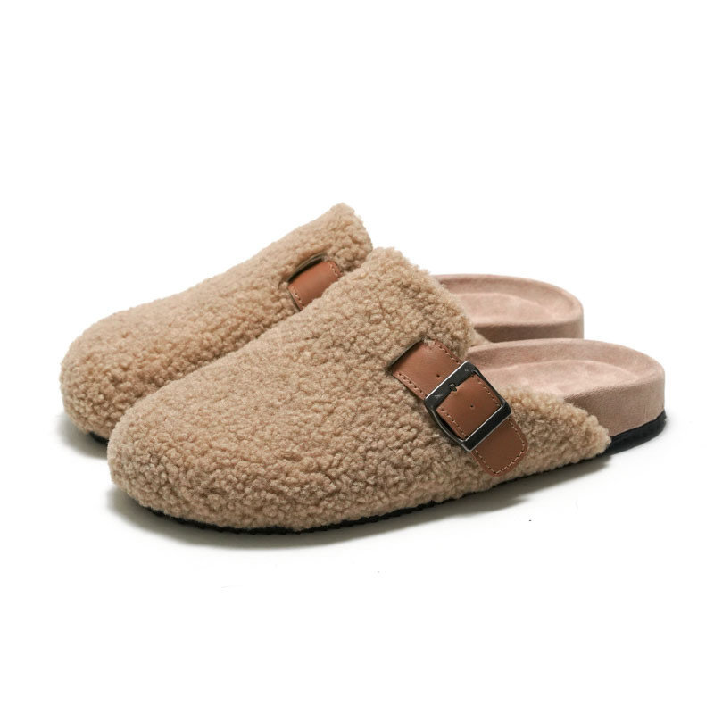 2021 Autumn New Plush Slippers Lady Flat Outer Wear Slippers Winter Comfortable Girs Fashion sherpa Slippers casual shoes woman