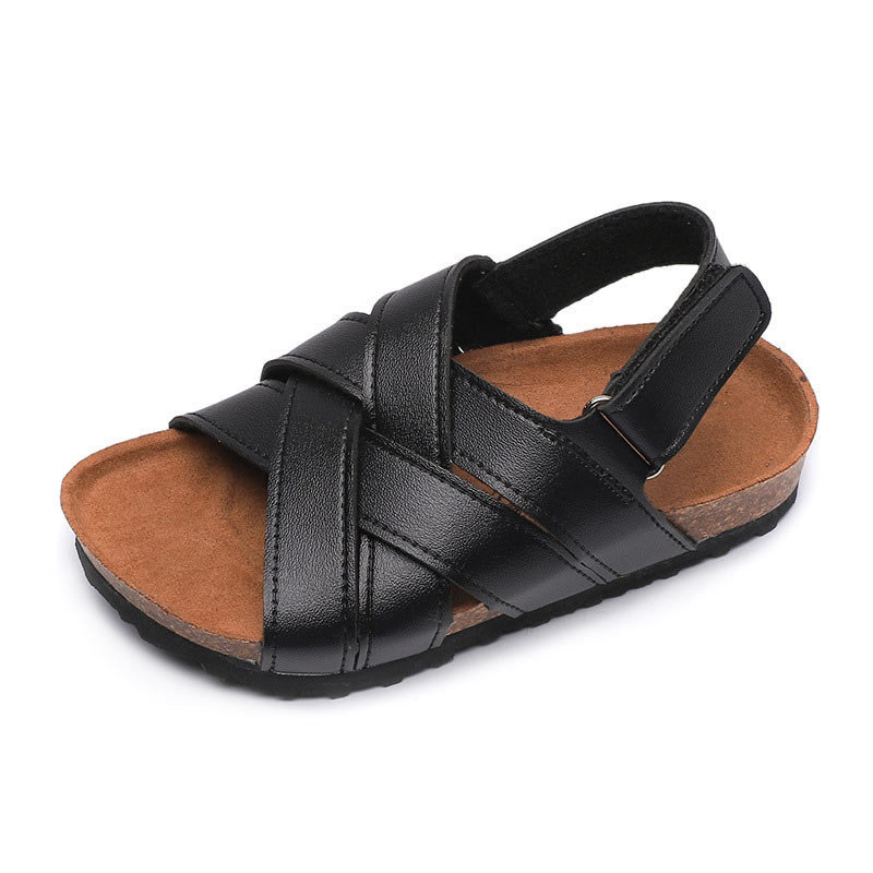 PU Upper Children Slipper Cork Sole Breathable Hard Wearing  Children Slipper