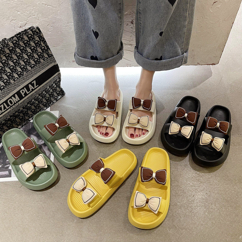 Bowknot Upper Beach Shoes Women  Thick Bottom Non Slip  Beach Shoes