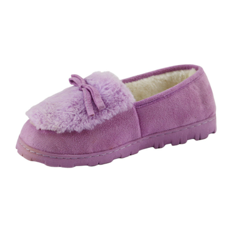 Winter women Warm Faux Fur Lined purple Suede loafers Breathable House outdoor lofer shoes
