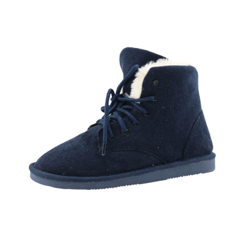 Children Flat Heel Snow Boots With Front Drawstring Winter Fluffy  Snow Boots