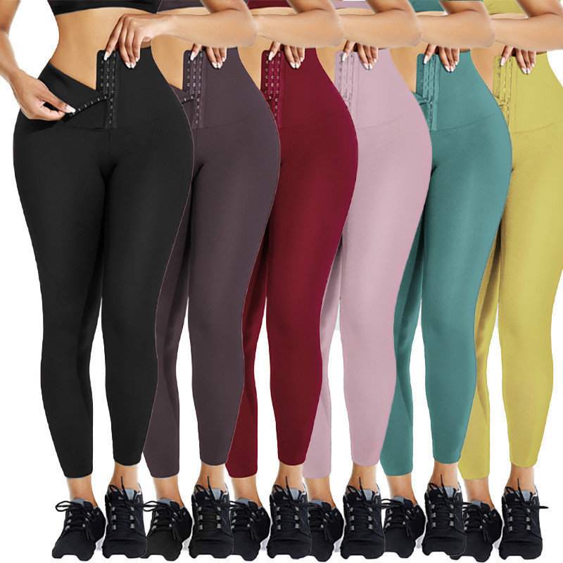 Plus Size Waist Trainer Pants fitness running sweatpants peach hip Women Stretch tight Gym Shapewear leggings