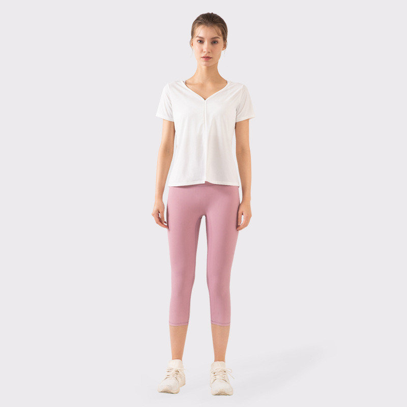 2021 summer European and American style new women's two-piece yoga suit sports loose tops breathable Hip lift fitness pants