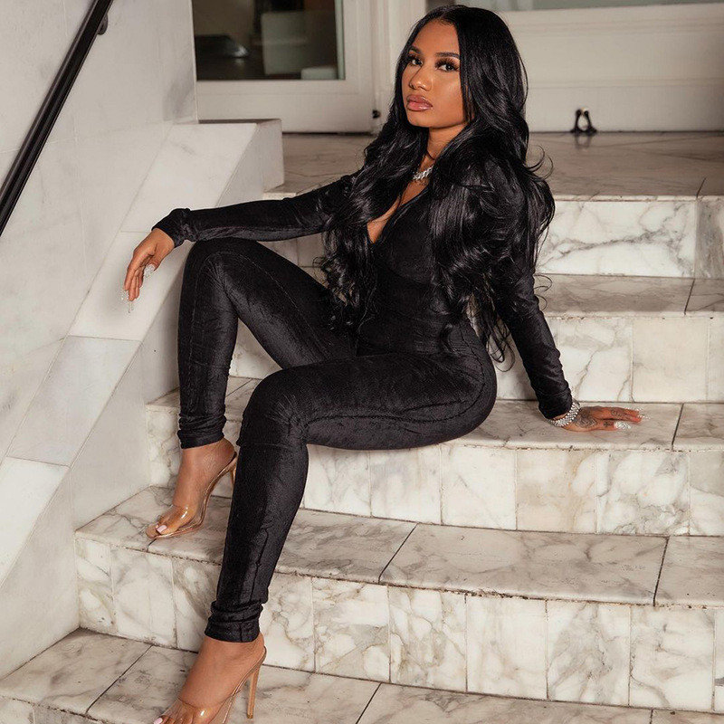 Wholesale Custom Women Yoga Set Velvet Lapel High Waist Tight Suit Ladies Casual Fitness Sports Jumpsuits