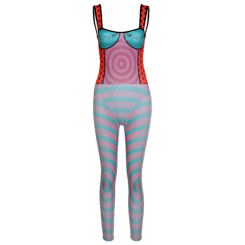 Wholesale 2020 new autumn Fashion Women Jumpsuits and Rompers One Piece yoga sets Patchwork Color sportswear