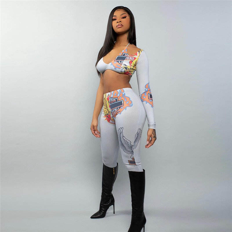 2021 new design fitness clothes women sexy sportswear one shoulder sexy running gym wear ladies two piece sports set