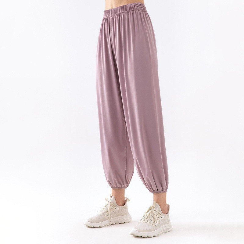 2021 new summer thin ice silk casual women's pants running sports outdoor fitness loose breathable custom yoga pants