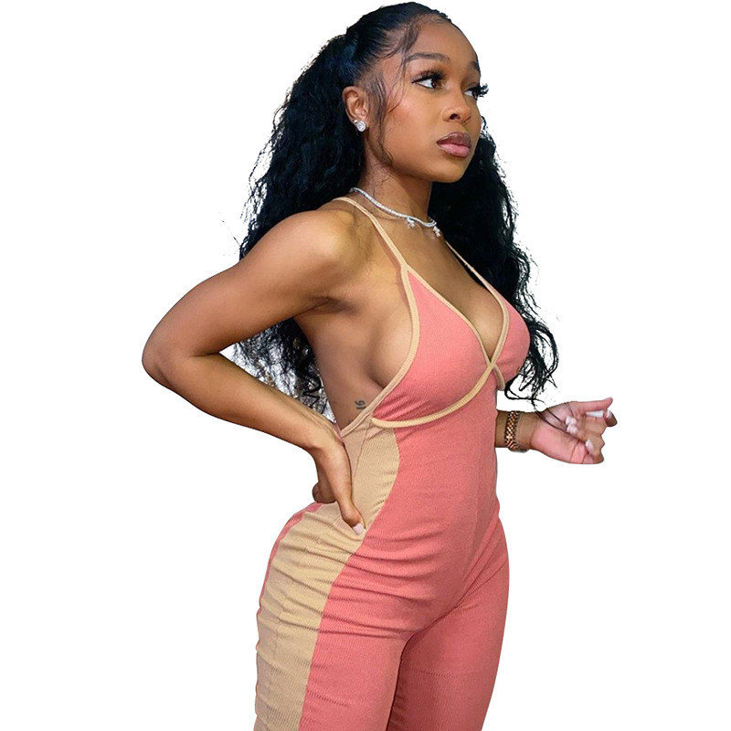 Hot Sale Lady Sleeveless sportswear yoga Women pants patchwork color  Rompers Jumpsuit