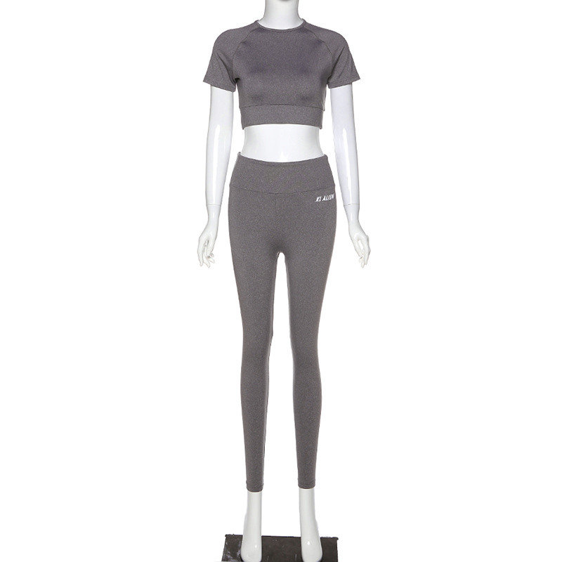 Women Sportswear Fitness Wear Crop Top Yoga Shirts and pants Seamless Short Sleeve Top Gym Sports suits