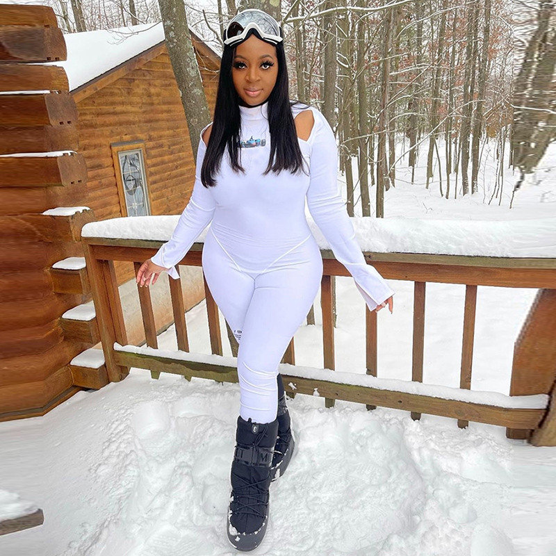 new design ladies Casual Solid colors Bodycon Women Long Sleeve Jumpsuits Sports Workout Activewear Skinny Rompers