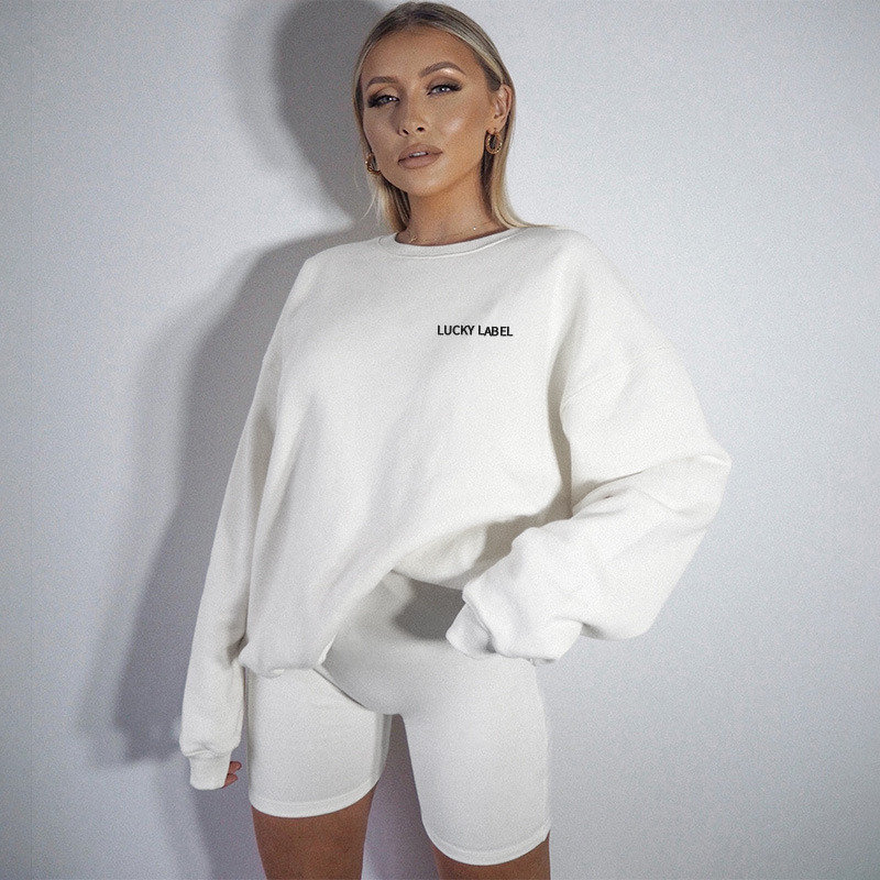 2020 fall hot sale women fitness clothing 2 pieces yoga sets lady casual sports wear long sleeve round collar shorts sports set