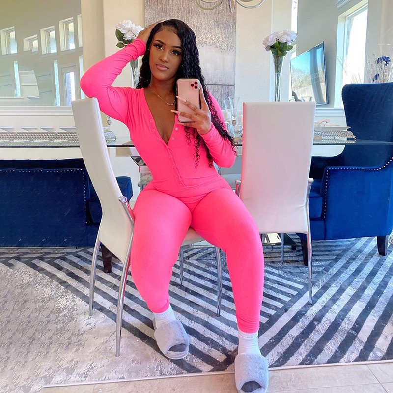 New Design Fall Solid Color Casual Women streetwear One Piece Jumpsuits ladies 2021 Rompers workout fitness Clothing