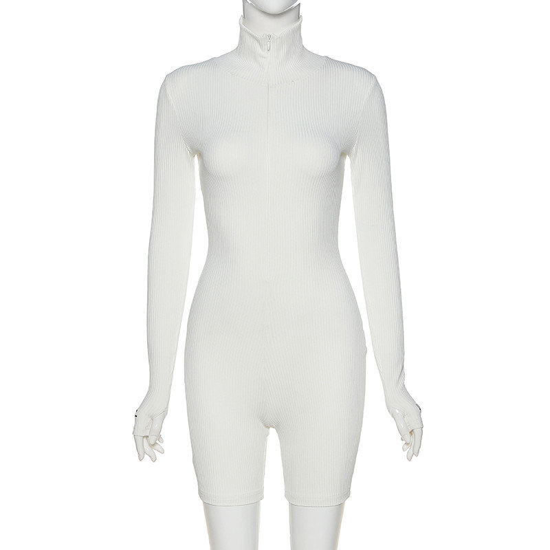long sleeve letters embroidery white jumpsuit women spring streetwear sports outfits sportswear
