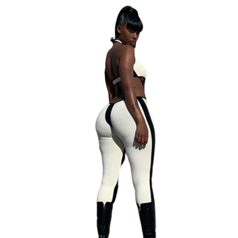 summer new women sexy slim rompers ladies fashion cutout bodysuit sleeveless halter jumpsuit