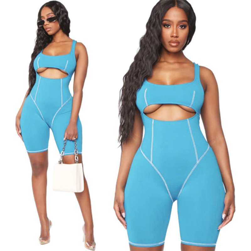 new  Hollow Out Shorts Jumpsuits ladies casual solid color sportswear yoga woman pants youth sportwear