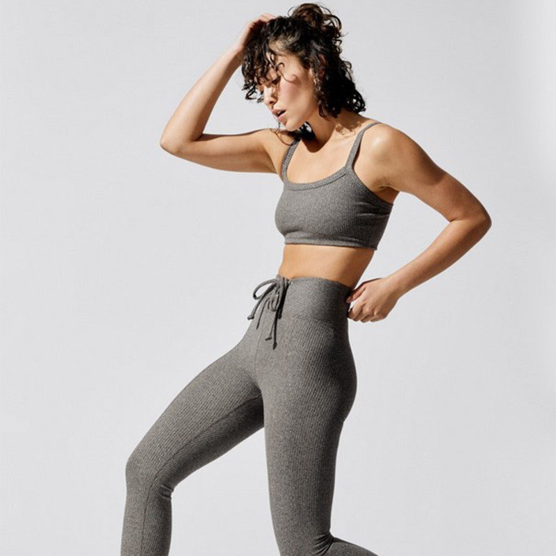 Hot Sales Women Seamless High Waist sports Leggings And Yoga Bra Suit Open Back Yoga Sets Fitness Spaghetti Strap Sportswear